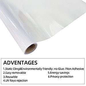 Static Clings Window Privacy Film Waterproof Cabinet Glass Window Clings Pure Frosted Translucent Glass Stickers for Office Home Improvement 17.7x18.7Inches