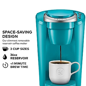 Keurig K-Compact Single-Serve K-Cup Pod Coffee Maker, with 3 Brew Sizes, Smart Start Feature, 36oz Removable Reservoir, Turquoise