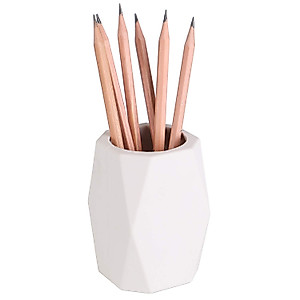 YOSCO Silicone Pencil Holder Geometric Pen Cup for Office Desktop Stationery Organizer Makeup Brush Holder (White)