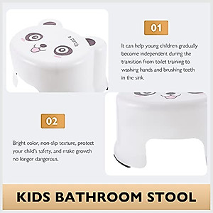 SECFOU Step Stool White Helper Pregnant Stool Plastic Living Step Anti- Home Cartoon and Foot Skid Room Chairs Non Stools Kitchen Training Toilet for Anti-Skid Bathroom Potty Supplies Round Ottoman