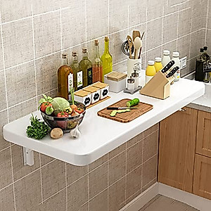 Wall Mounted Floating Desk, Fold Down Wall Mount Desk Fold Away Desk, Multifunctional Wall Mounted Computer Desk for Space Saving (Color : White, Size : L100xW60cm/L39xW24in)