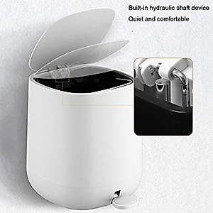 Didiesse Dustbins Plastic Foot-Operated Trash Can Wastebasket,Silent Closing Lid，Garbage Container Bin for Bathroom,Bedroom，Removable Liner Bucket Waste Storage Bins (Color : White)