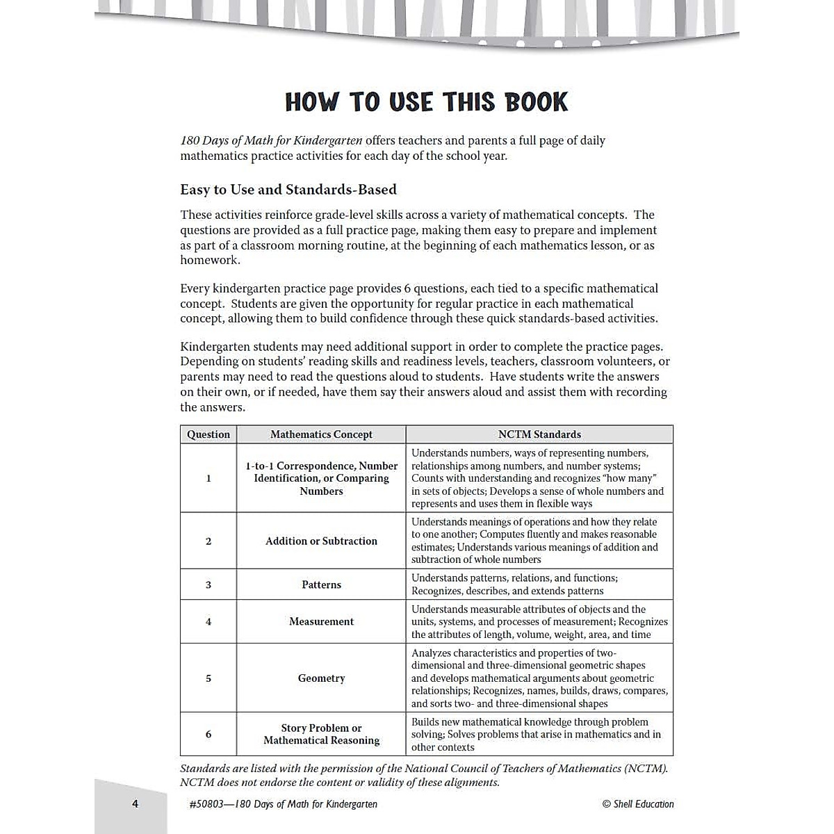 Shell Education 180 Days of Math for Kindergarten (180 Days of Practice)