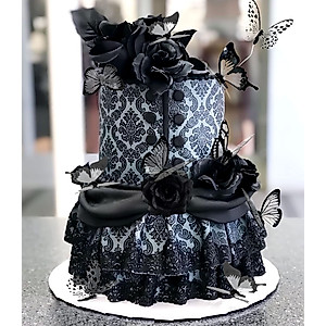 JeVenis Black Gothic Cake Decoration Rose Cake Topper Rip Cake Decoration Death Cake Decoration Gothic Birthday Decoration Gothic Party Supplies