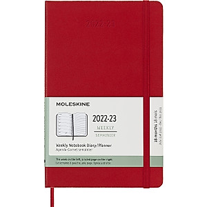 Moleskine Classic 18 Month 2022-2023 Weekly Planner, Hard Cover, Large (5" x 8.25"), Scarlet Red