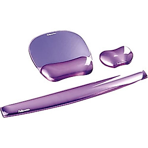 Fellowes Gel Crystal Transparent Mousepad and Wrist Rest - Purple, 9.05" x 7.95"