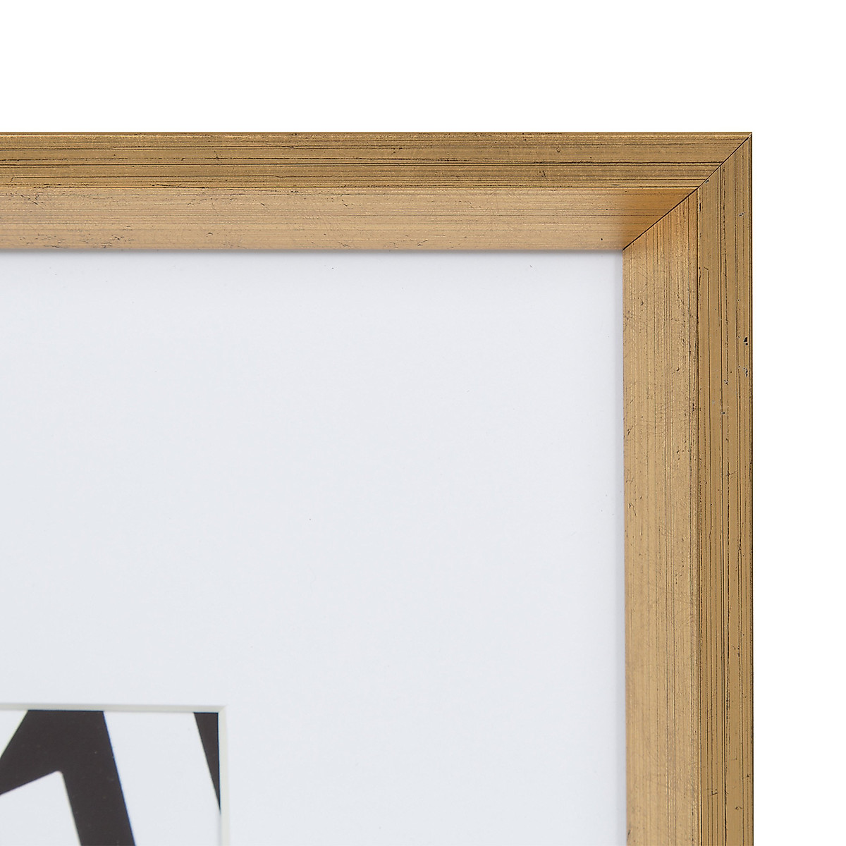 Kate and Laurel Calter 6 Framed Modern Black and White Geometric Abstract Art Prints, Gold