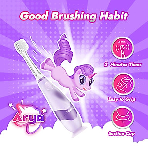 Papablic Toddler Sonic Electric Toothbrush with Covers for Babies and Toddlers Ages 1-3 Years, Debby Bundle with Arya