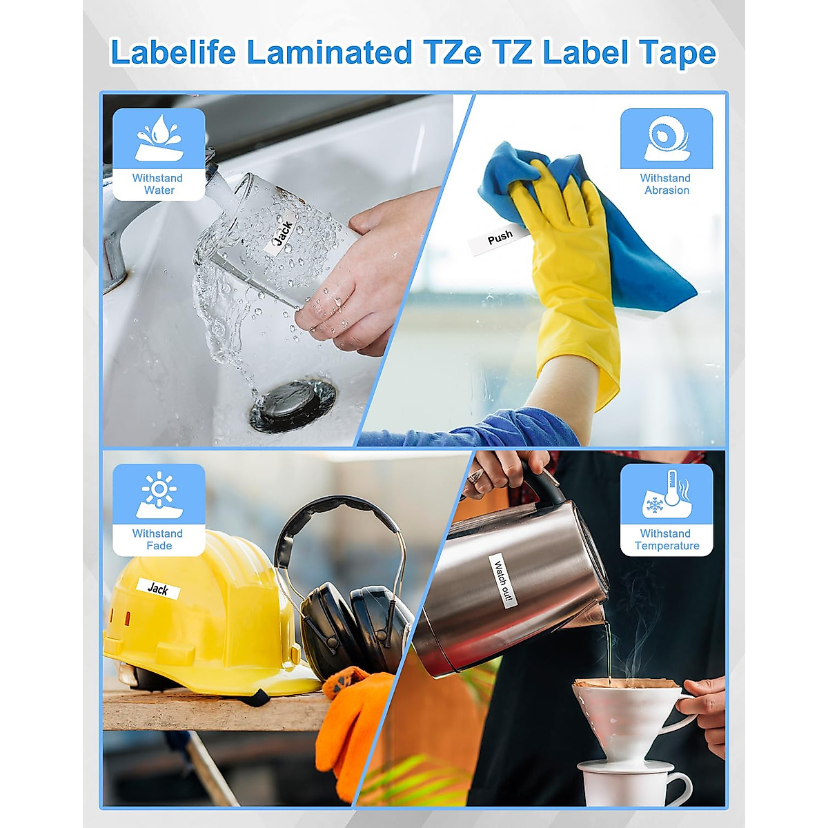 Labelife 6-Pack P Touch Label Tape TZe-231 Replacement for Brother TZe TZ Tape 12mm 0.47 Laminated White Label Maker Tape TZe231 TZ231 for Brother P Touch Label Maker PT-D210 PT-D220 PT-H110 PT-D600
