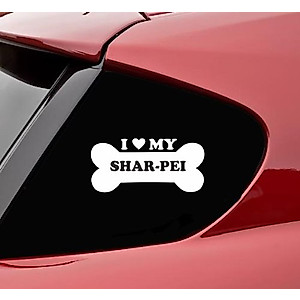 I love my Shar-Pei dog pet paw bone vinyl decal bumper sticker
