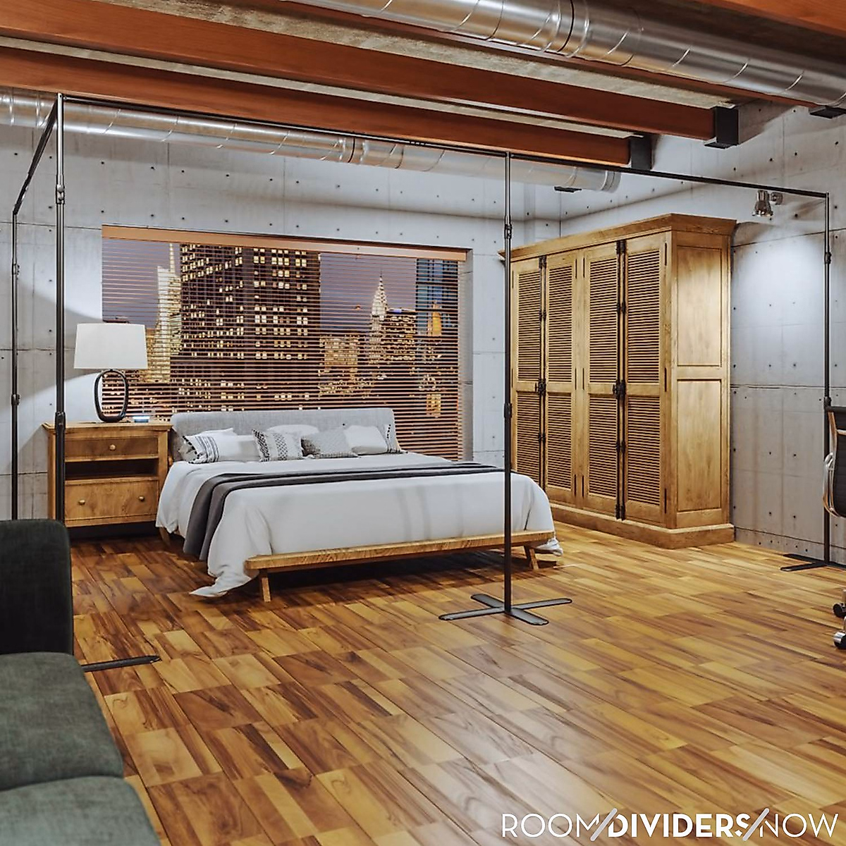 Room/Dividers/Now End2End Divider Stands - Sizes from 4ft to 48ft Wide, Black, Silver, White (Black, 7ft 6in to 12ft) (Modern)