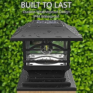 Davinci Lighting Edison Solar Outdoor Post Cap Lights - 4x4 5x5 6x6 - Bright LED Light for Fence Deck Garden or Patio Posts - Slate Black (2 Pack)