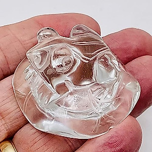 New Quartz Frog on Lilly Pad Carving 1 Figurine 30x45x45mm Clear for DIY Crafts and Jewelry Making PREM0D01935