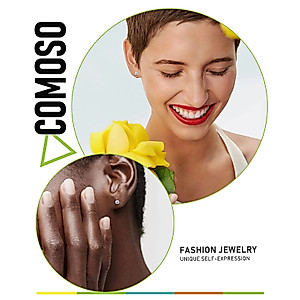 Stud Earrings for Women Men, COMOSO 1.6CT TW-6mm 5A Diamond Cubic Zirconia Round Cut Lab Created Diamond 18K White Gold Plated S925 Sterling Silver Earrings Promise Birthday Christmas Gift