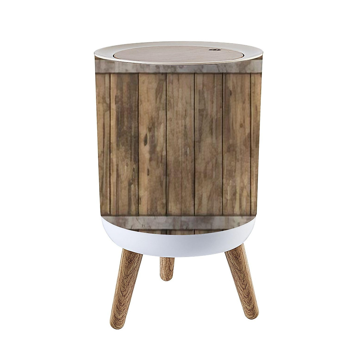 LGCZNWDFHTZ Small Trash Can with Lid for Bathroom Kitchen Office Diaper Barrel Wood Background Bedroom Garbage Trash Bin Dog Proof Waste Basket Cute Decorative