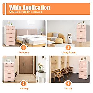 TouSuaRSi 5 Layer Plastic Storage Drawers with 6 Drawers Pink Closet Drawers Dresser Organizer Unit Clothes Storage Bins with Casters Home Bedroom Storage Cabinet Large-Capacity Cabinet
