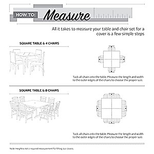 Classic Accessories Veranda Water-Resistant 66 Inch Square Patio Table & Chair Set Cover with Umbrella Hole, Outdoor Table Cover, Pebble