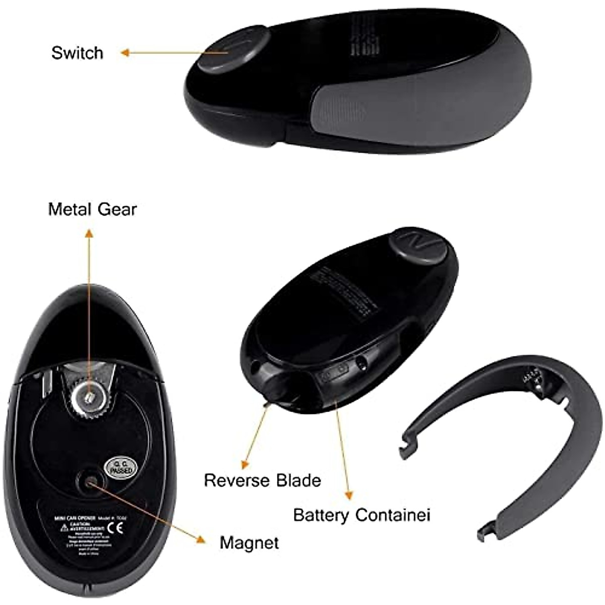 Electric Can Opener, Battery Operated Can Opener Smooth Edge, Food-Safe for Almost All Can Sizes, Electric Can Openers for Kitchen, Automatic Can Opener Ideal for Arthritics and Seniors