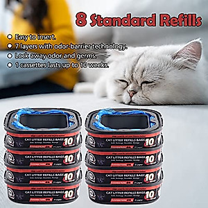 8 Pack Cat Litter Refill Bags Cartridge Compatible with Litter Cat Genie Standard and Plus Pail Refills (But Not for XL Pail), Pet Waste Bags, Cat Litter Box Accessories
