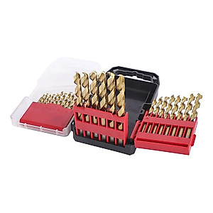 CRAFTZONE 29PC Titanium Nitride Coated High Speed Steel Metal Drill BIT Set, 135° Split Point, 1/16" - 1/2" for Wood, Plastic, Aluminum Alloy, Metal with Storage Case