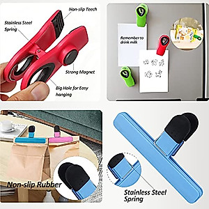 Reliable1st Refrigerator Stackable Organizer Storage Bins Set - 8 PCS clear Pantry Organizers with Handles for Freezer, Kitchen, Cabinets Include Bag Clips， Measuring Cups, Labels and Marker