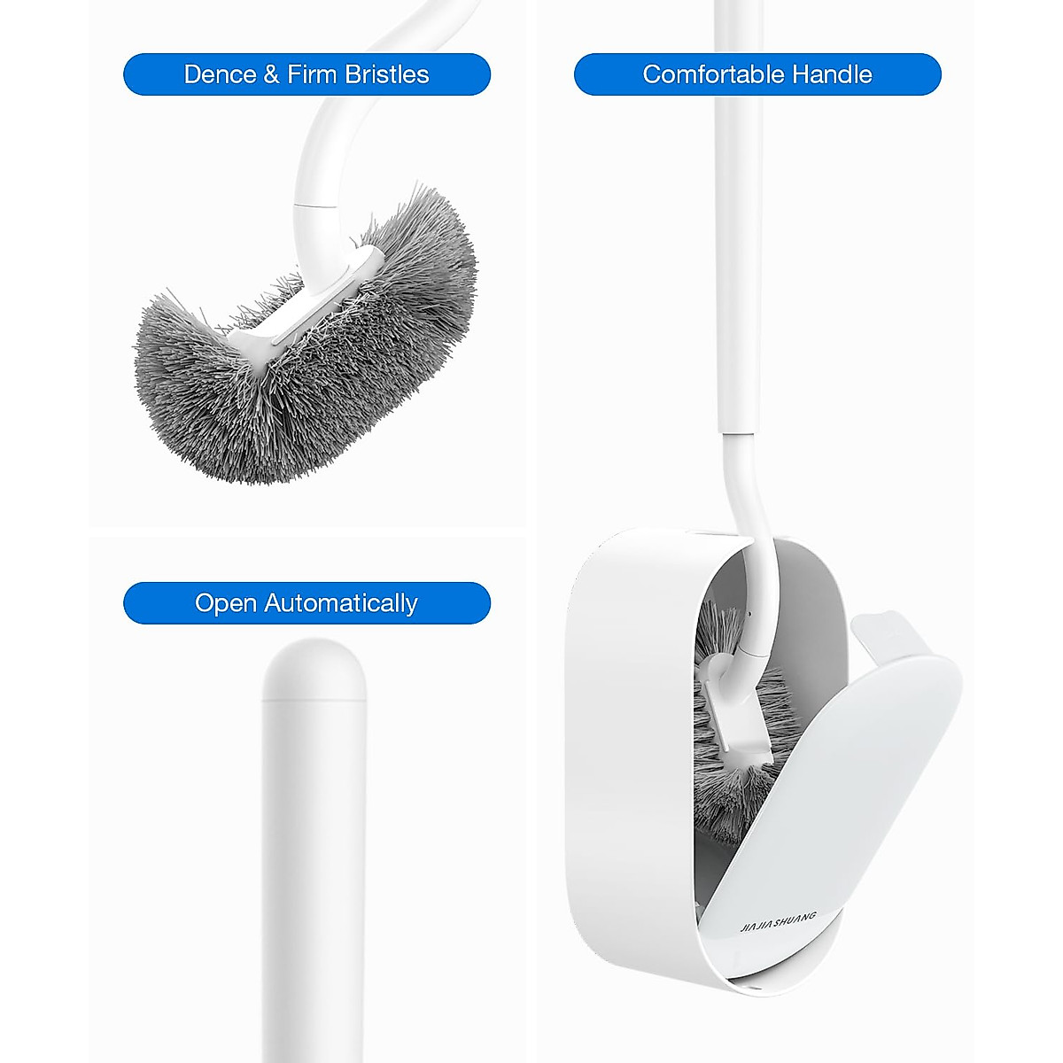 Toilet Bowl Brush and Holder, OSCIOSS Toilet Brush Set with Ergonomic Design, Compact Size, Durable Bristles, toilet brushes & holders for Dead Corner Clean, White