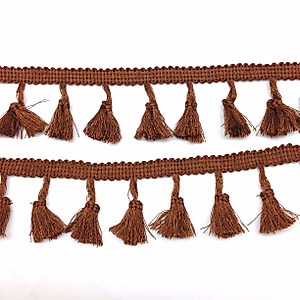 PEPPERLONELY 2 Yards Tassel Fringe Trim Cotton Lace for Women Dress, Cloth, Bags, Curtain, Home Decor and Other DIY Craft Supply, Coffee