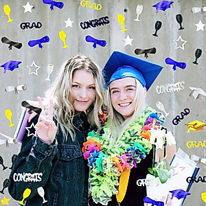 2022 Graduation Confetti Party Supplies Grad Nursing Party Table Decorations Congrats Diploma Star Cap Gold Black Silver Mix (Graduation Blue)