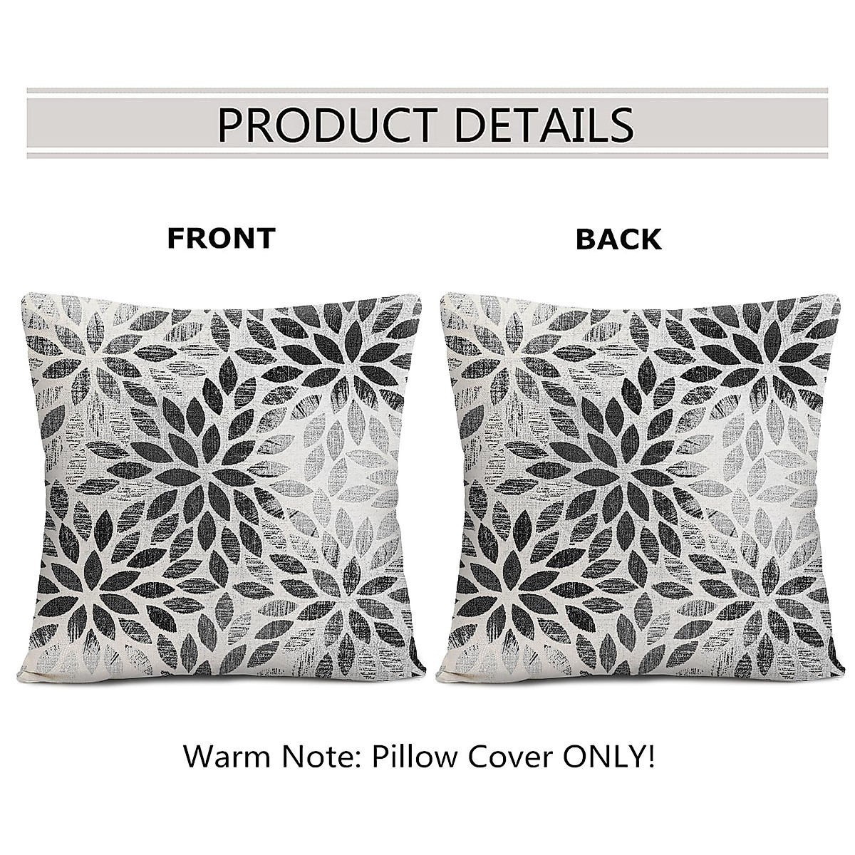 Snycler Dahlia Pillow Covers 18x18 Inch Set of 2 Summer Rust Geometric Flower Outdoor Decorative Throw Pillows Farmhouse Rust Black Pillow Case Linen Square Cushion Cover for Home Sofa Living Room