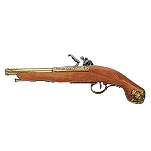 Denix 18th Century Flintlock Pistol with Brass Ornate Handle Butt - Non-Firing Replica