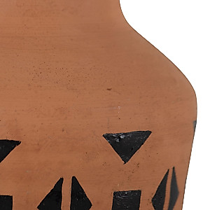 Foreside Home and Garden Natural Handthrown Terracotta Bud Vase with Southwest Pattern