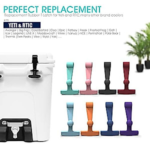 ALIENSX Universal Replacement Lid Latches for Yeti Tundra and Roadie Coolers, Durable Rubber T-Latch Design, Helps Save Fingers/Knuckles, fits Yeti, RTIC & Other Related Coolers (Aqua)