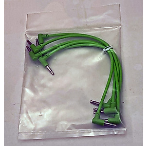 Starving Students Music Supplies Luigis Modular M-PAR Right Angled Eurorack Patch Cables - Package of 5 Green Cables, 6" (15 cm)