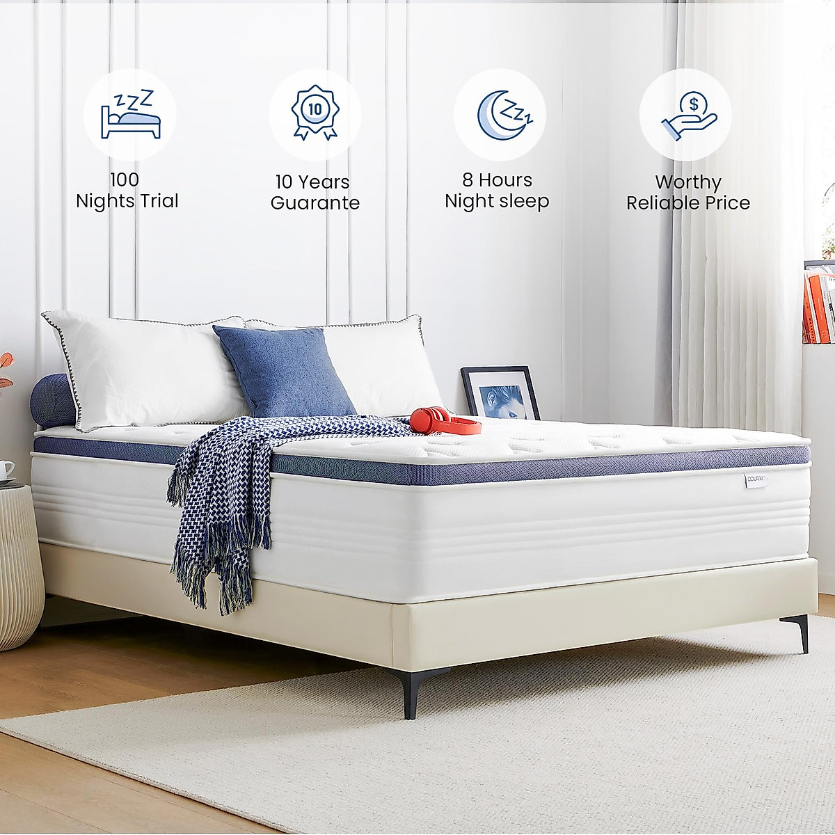 Dourxi Full Mattress, 12 Inch Full Size Hybrid Memory Foam Mattress in a Box, Individually Pocket Spring for Pressure-Relief and Supportive, Hybrid Mattressess - Medium