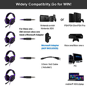 Anivia Gaming Headset Bass Surround Sound Stereo PS4 Headset with Flexible Microphone Volume Control Noise Canceling Mic Over-Ear Headphones Compatible for PS4 Xbox one Laptop PC Mac Purple