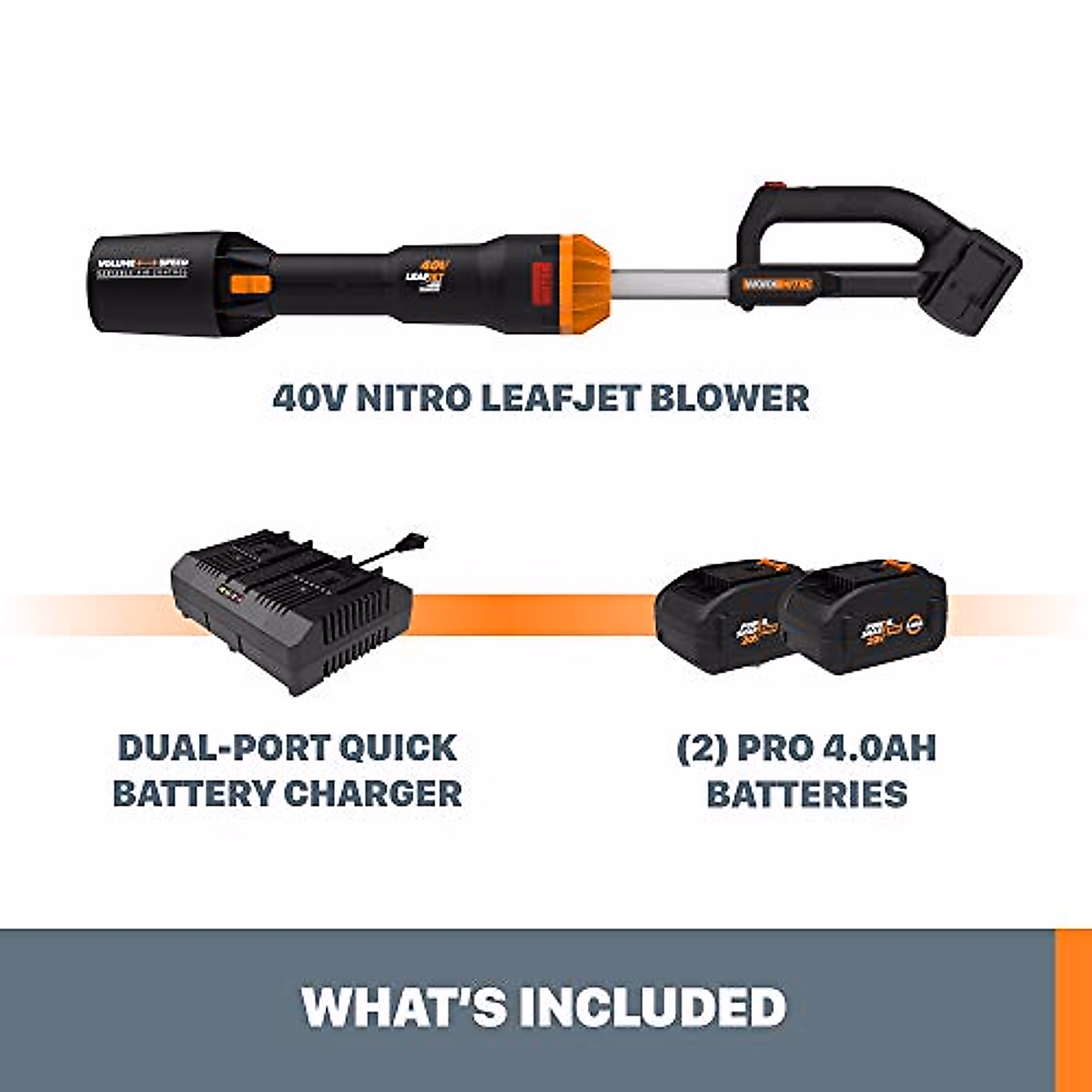 Worx Nitro 40V PRO LEAFJET Cordless Leaf Blower Power Share with Brushless Motor - WG585 (Batteries & Charger Included)