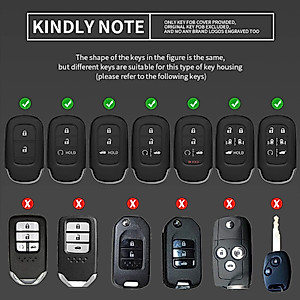 YIJINSHENG Honda Key Fob Cover with Leather Keychain, Metal Shell & Soft TPU Full Protection Key Case for Honda Accord, Civic, CR-V, HR-V, Pilot, Sport, EX, EX-L, Touring 2022-2023