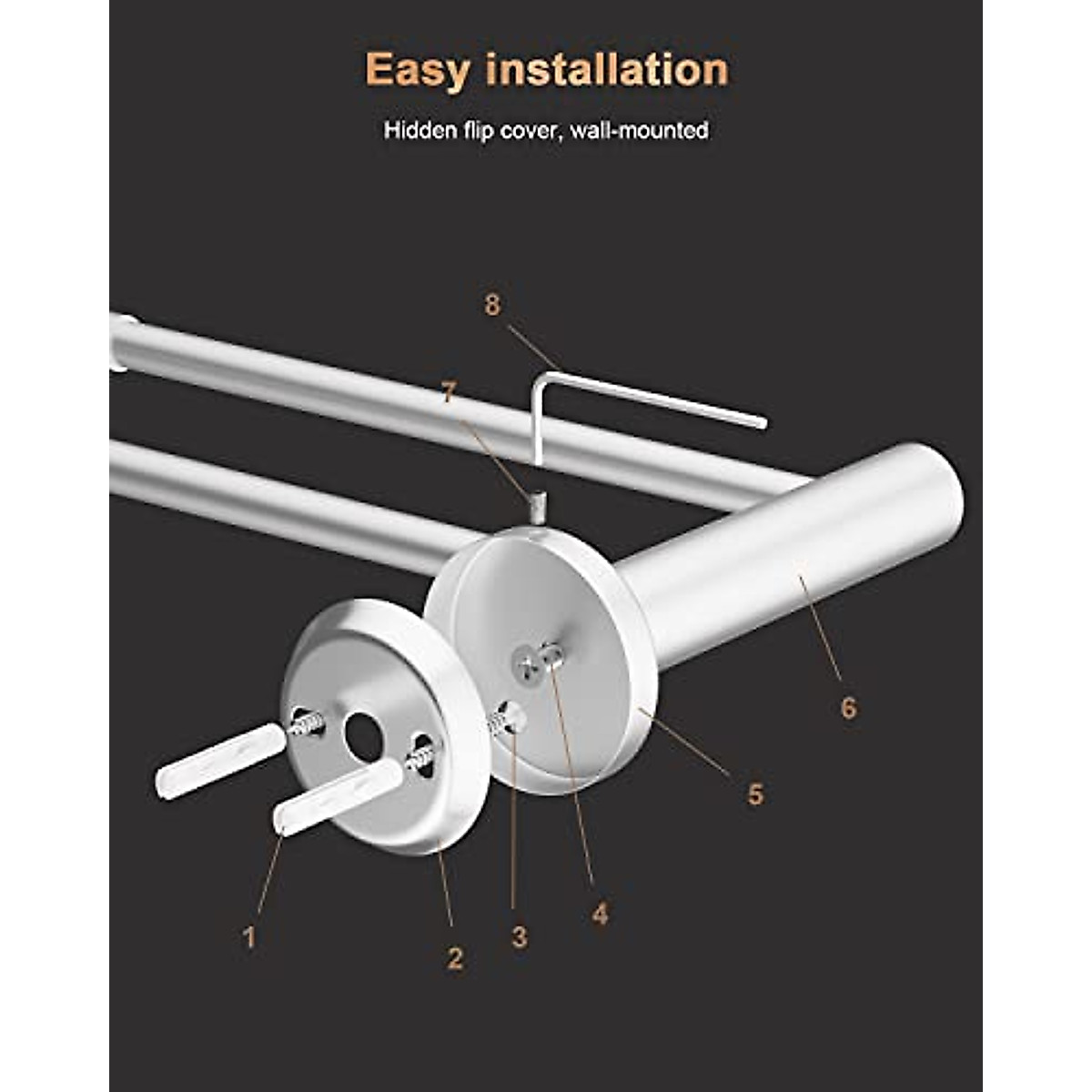 Adjustable Double Bath Towel Bar 23.6 to 42 Inch, ZUEXT Brush Nickel Finished Stainless Steel Towel Holder, Expandable Wall Mounted Towel Rail for Bathroom Kitchen Washroom,1" Tube Towel Rail Racks