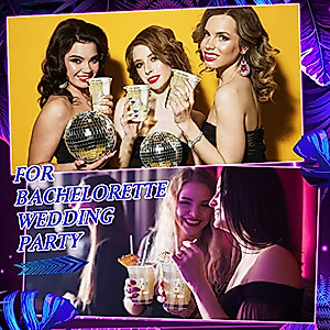 Geyee 48 Pack Disco Disposable Party Cups, 16oz Disco Party Supplies Disco Ball Disposable Plastic Cup 70s 80s 90s Disco Party Hot and Cold Drinks for Cups Bachelorette Wedding Party Picnic Supplies