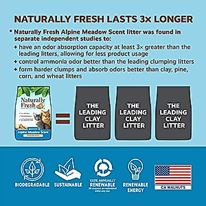 Eco-Shell Naturally Fresh Cat Litter Made From Walnut Shells, Multi-Cat, Alpine Meadow, Scented, Biodegradable, Dust-Free, Sustainable, 26 Lbs