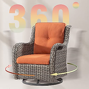 Joyside 5 Piece Outdoor Patio Furniture Set Wicker Conversation Bistro Set Swivel Rocking Chairs with Side Table and Ottomans for Garden, Backyard, Porch, Deck(Mixed Grey/Green)