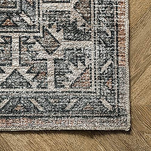 nuLOOM Bowie Machine Washable Tribal Pattern Area Rug, 4' x 6', Rust