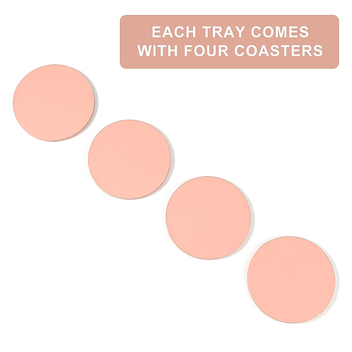 Juleduo Serving Tray, Deluxe Tray for Coffee Table with Polished Metal Handles and 4 Coasters, Living Room Bathroom Coffee Bar Organizer Modern Decorative Tray, for Storage and Display (Pink)