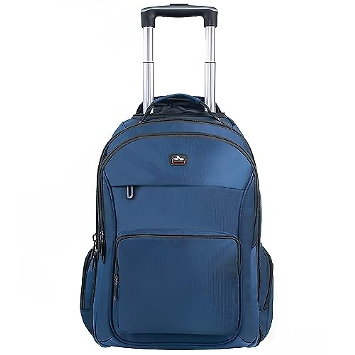 WIRABO Rolling Backpack, 15.6 inch Laptop Backpack with Wheels, Travel Wheeled Backpack, Carry on Luggage Business Trolley Suitcase for Men Women Adults Computer Bag Blue