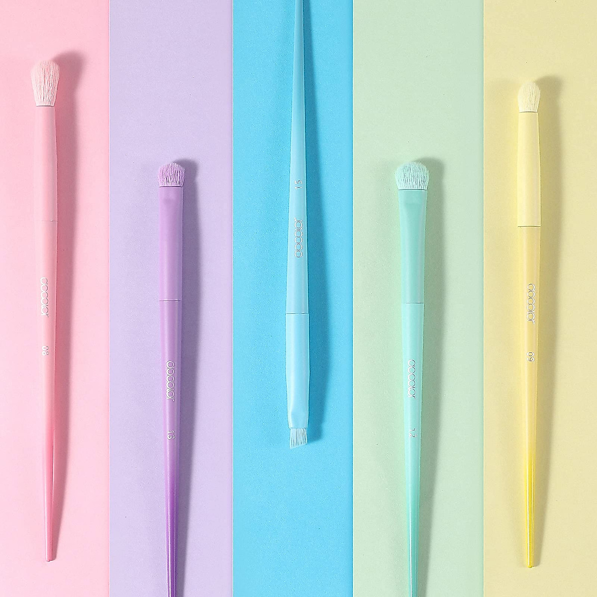 Docolor 17Pcs Colourful Makeup Brush Set + 15Pcs Eye Makeup Brushes Set Premium Kabuki Foundation Blending Face Powder Synthetic Makeup Brushes Set