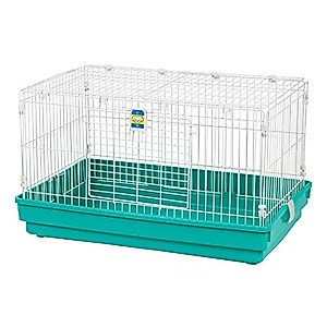IRIS USA Medium Wire Animal House, Easy to Clean Cage with Wide Access Drop Down Door for Small-Sized Pets Animals Rabbits Guinea Pigs Rats, Green