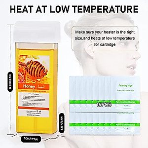 Roll On Wax, Honey Hair Removal Wax Cartridge, Depilatory Wax Roller Refill, Hair Removal Wax Roller, Wax Cartridge Refill for Body Waxing, Leg and Arms (4 Pack)