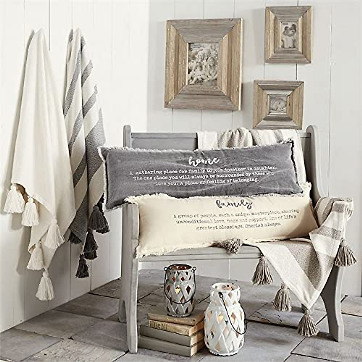 Mud Pie Home Definition Lumbar Decorative Accent Pillow, One Size (Pack of 1), Gray