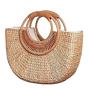Women Girl Tote Bag Straw Hobo Handbag Fashion Woven Top Handle Bag Shoulder Bag Beach Purse Moon Bag Bucket Bag 2023 Summer