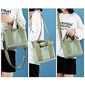 Canvas Tote Bag Women Small Mini Tote Bag Zipper Satchel Crossbody Shoulder Handbags Purse Pink
